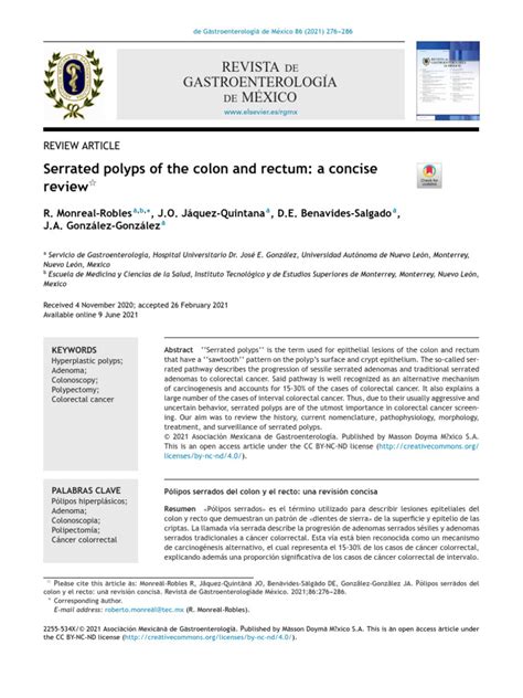 Serrated Polyps Of The Colon And Rectum A Concise Review Pdf