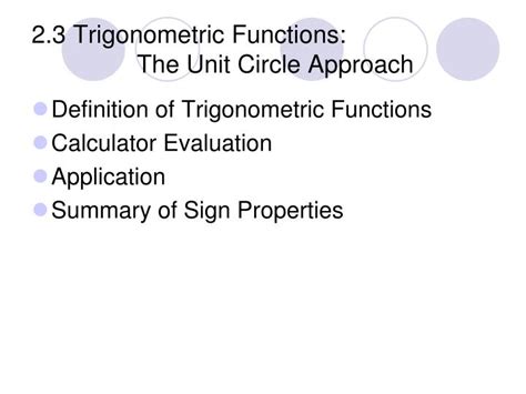 ppt 2 3 trigonometric functions the unit circle approach powerpoint