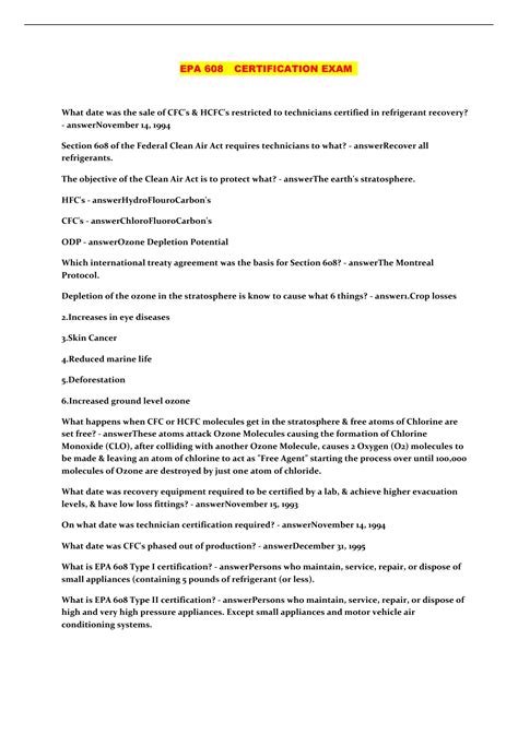 Epa 608 Certification Exam Epa 608 Stuvia Us