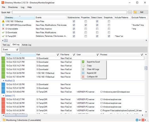 Directory Monitor Features