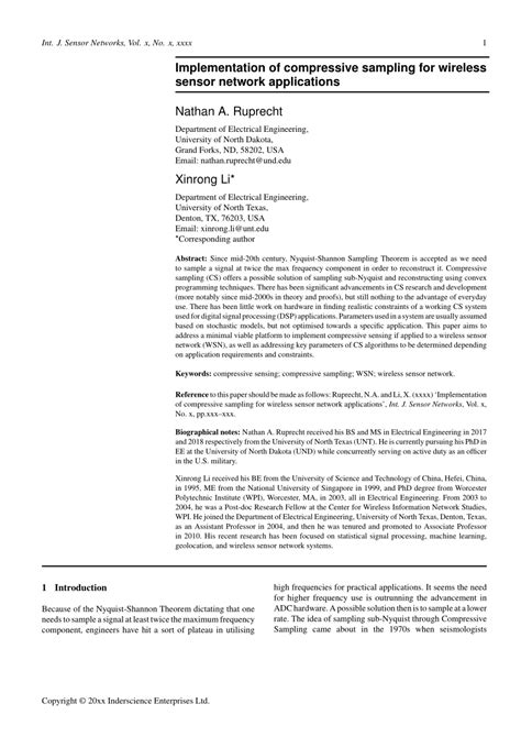 Pdf Implementation Of Compressive Sampling For Wireless Sensor Network Applications