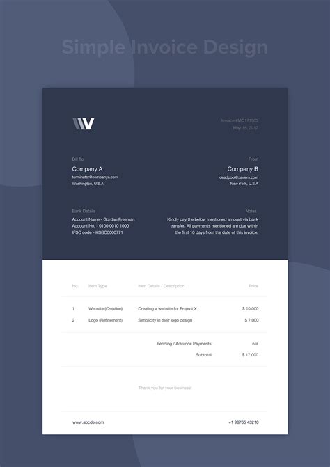 Simple Invoice Design On Behance Simple Invoice Design On Behance