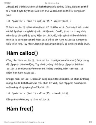 Cấp phát bộ nhớ động trong C PDF