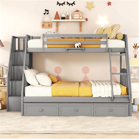 Incomplete Biadnbz Twin Over Full Bunk Bed With Storage Stairs And 3