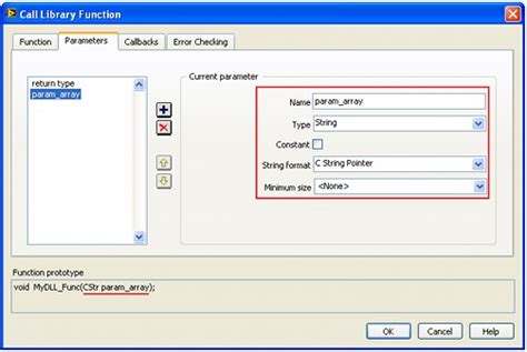 Converting A Labview String To A Character Array And Passing Its Pointer To A Call Library