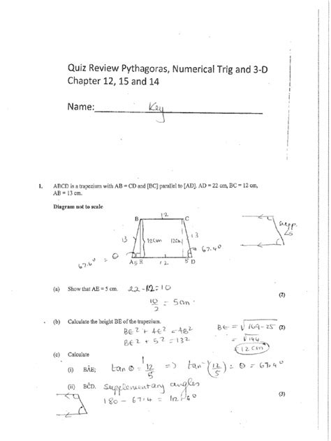 Quiz Review Key Geom Trig 3d Pdf