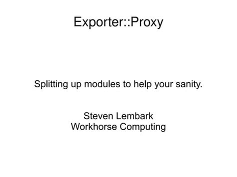 Exporter Proxy Ppt