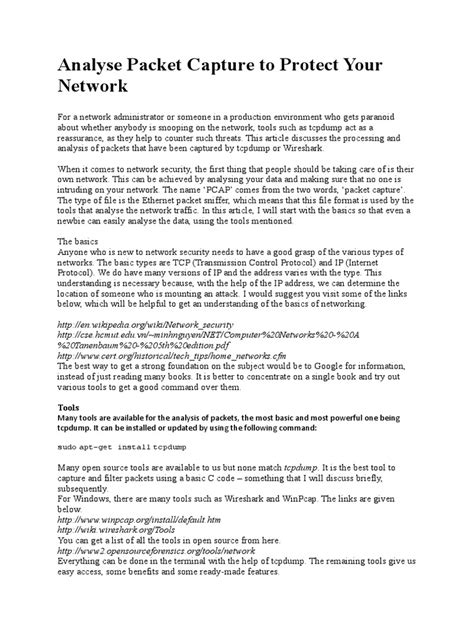Analyse Packet Capture To Protect Your Network Pdf Internet