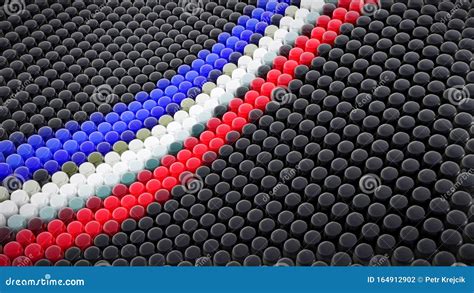 Tricolour Abstract Array Made Of Round Knobs 3d Illustration Stock