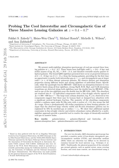 Pdf Dissecting The Multiphase Circumgalactic Medium Around Three Massive Lensing Galaxies At Z
