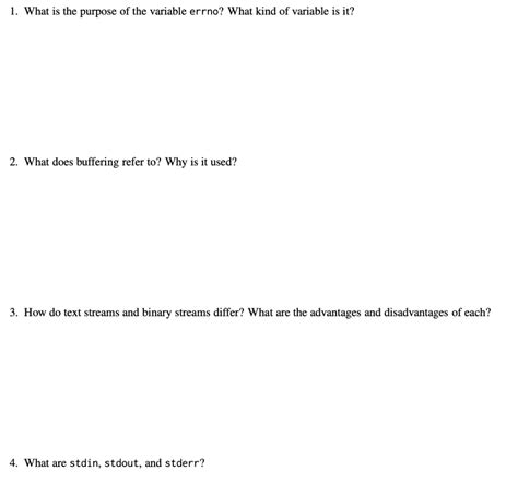 Solved 1 What Is The Purpose Of The Variable Errno What