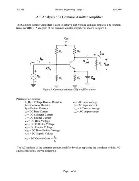 Ac Analysis Common Emitter Amplifier Design