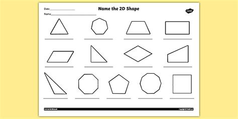 Name The 2d Shape Year 4 Worksheet