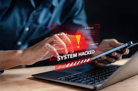 Alert System Hacked Popup On Screen Spam Virus With Warning Caution