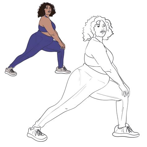 The Outline Of A Full Female Figure In A Tracksuit Is Engaged Outline