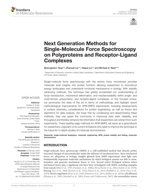 Pdf Next Generation Methods For Single Molecule Force Spectroscopy On Polyproteins And