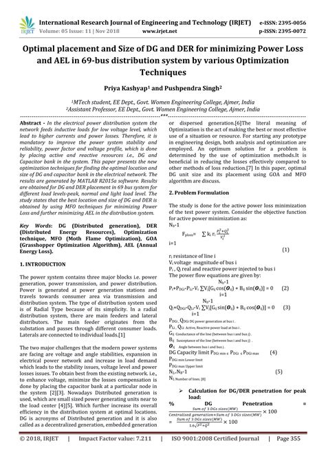 irjet optimal placement and size of dg and der for minimizing power