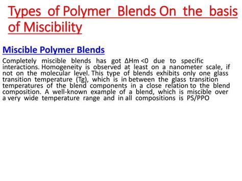 Miscibility And Thermodynamics Of Polymer Blends Pptx Physics Science