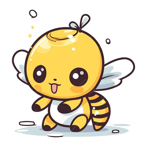 Premium Vector Cute Cartoon Bee Vector Illustration Isolated On White