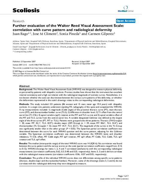 Pdf Further Evaluation Of The Walter Reed Visual Assessment Scale