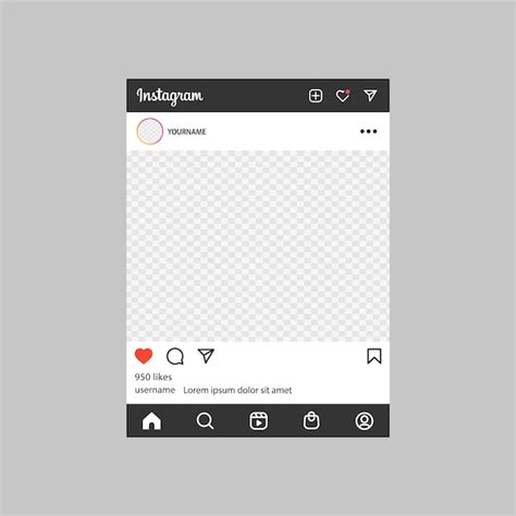Instagram 웹 이랑 소셜 미디어 포스트 프레임 템플릿 알림 아이콘 인스 타 그램 배경 프리미엄 벡터