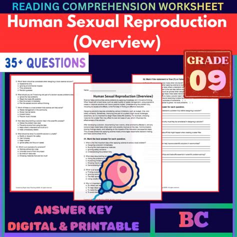 Human Sexual Reproduction Overview Grade 9 Science Worksheet Answer Key