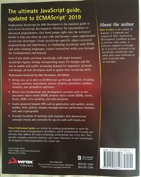 Professional Javascript For Web Developers Computers And Tech Office And Business Technology On