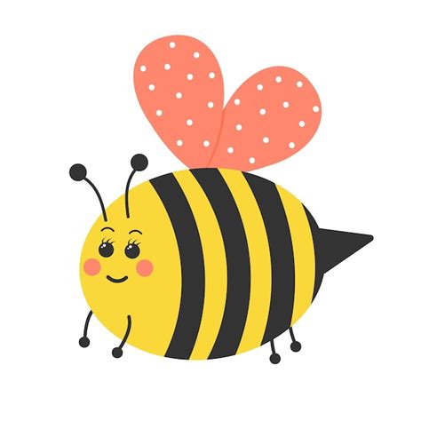 Premium Vector Cute Round Bee Kawaii Character Cartoon Flat Vector