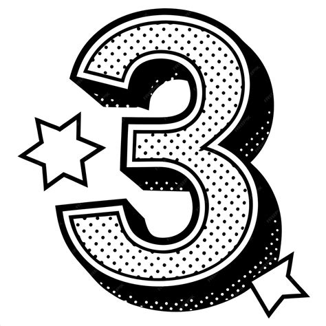 Un Letrero Blanco Y Negro Con El Número 3 En él Vector Premium