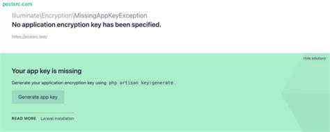 How To Solve Laravel No Application Encryption Key Has Been Specified Postsrc