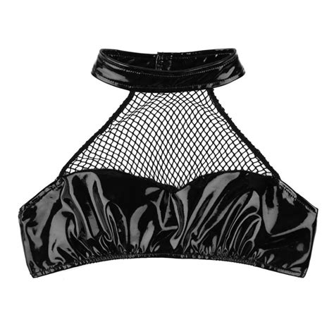 Sexy Crop Top Leather Backless Bra Mesh And Latex Store Ibiza