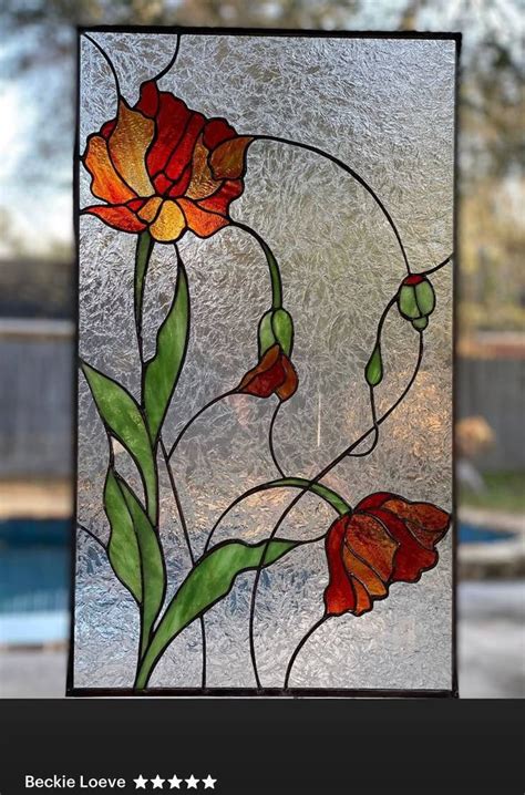 Poppies Pdf Pattern Stained Glass Pattern Flowers Flowers Stained
