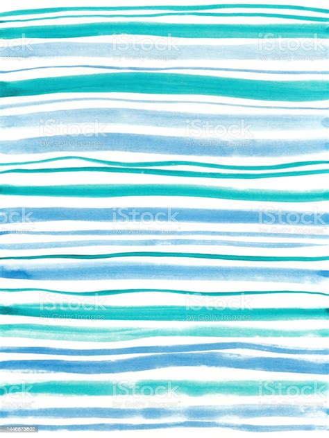 수채화 매끄러운 반점과 선 패턴 원활한 수채화 패턴입니다 간단한 기하학적 선 파란색과 흰색 색상 직물 용 인쇄 거친 가장자리 경계에 대한 스톡 벡터 아트 및 기타 이미지