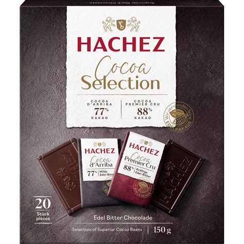 Hachez Cocoa Selection Superior Quality Miniature Bars In Paper T Box 150gr Spectus