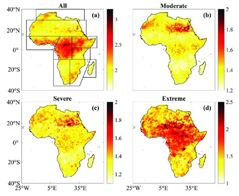 Spatial Distribution Of Drought Duration Months Over Africa During Download Scientific