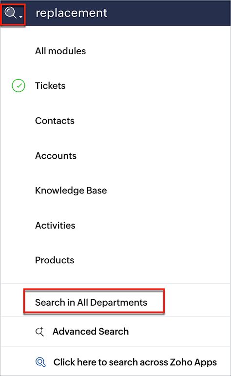 searching records in modules online help zoho desk