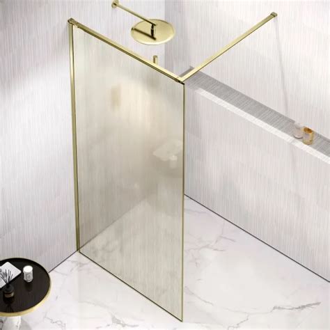 Lyon Brass Mesh Wet Room Shower Glass Panel 900mm