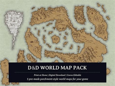 Dnd World Map Pack 5 World Maps Dnd Maps Etsy
