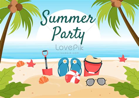 여름 파티 만화 일러스트 일러스트 무료 다운로드 Lovepik