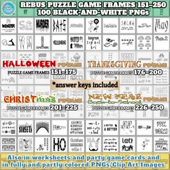 Black And White Rebus Puzzle Game Frames 151250 PNGs By One Aqua Clear