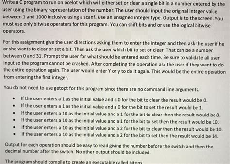 Solved Write C Program To Run On Ocelot Which Will Either