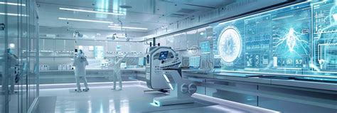 A Modern Medical Laboratory With Advanced Diagnostic Tools Including A High Tech Scanner