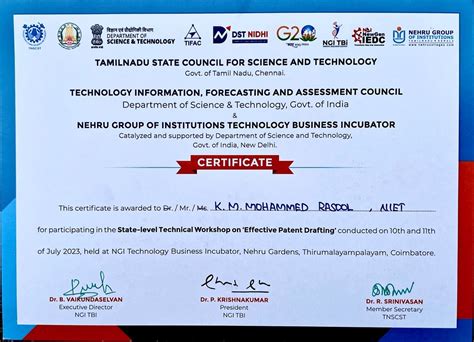 Mohammed Rasool K M On Linkedin Patentfiling Workshop