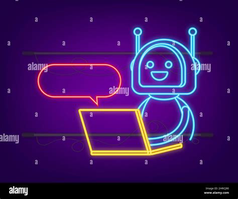 Robot Icon Bot Sign Design Chatbot Symbol Concept Voice Support Service Bot Neon Icon