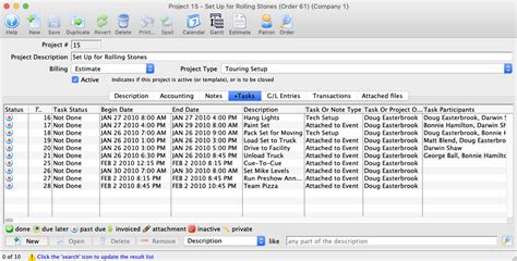 Project Tasks Tab Arts Management Systems