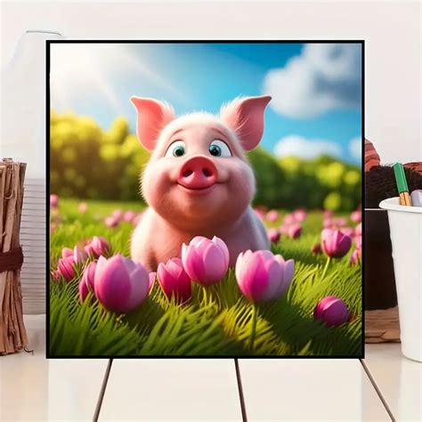 1 бр Комплект за диамантено рисуване на прасе в цветно Temu Bulgaria