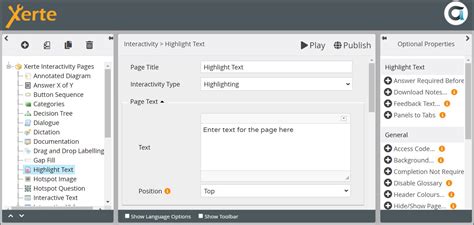 interactivity highlight text [xerte community documentation]
