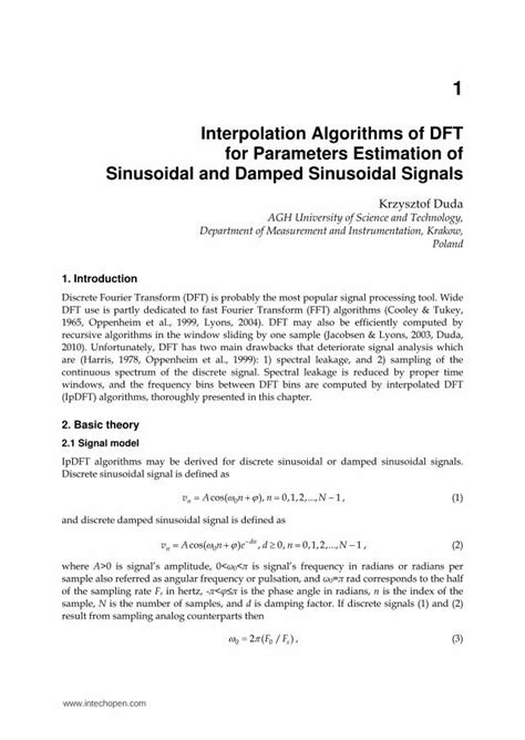 pdf interpolation algorithms of dft for parameters …techopen