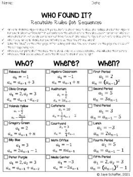 Writing Recursive Rules For Sequences Mystery Activity By Amusing Algebra