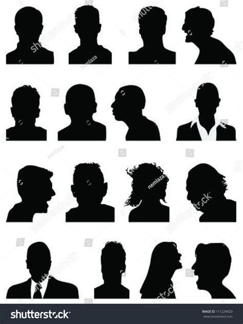 Set Silhouettes Heads 5vector Stock Vector Royalty Free 111229820